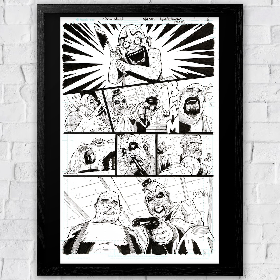 Captain Spaulding House of 1000 Corpses Comic Page Ink Drawing Horror ...