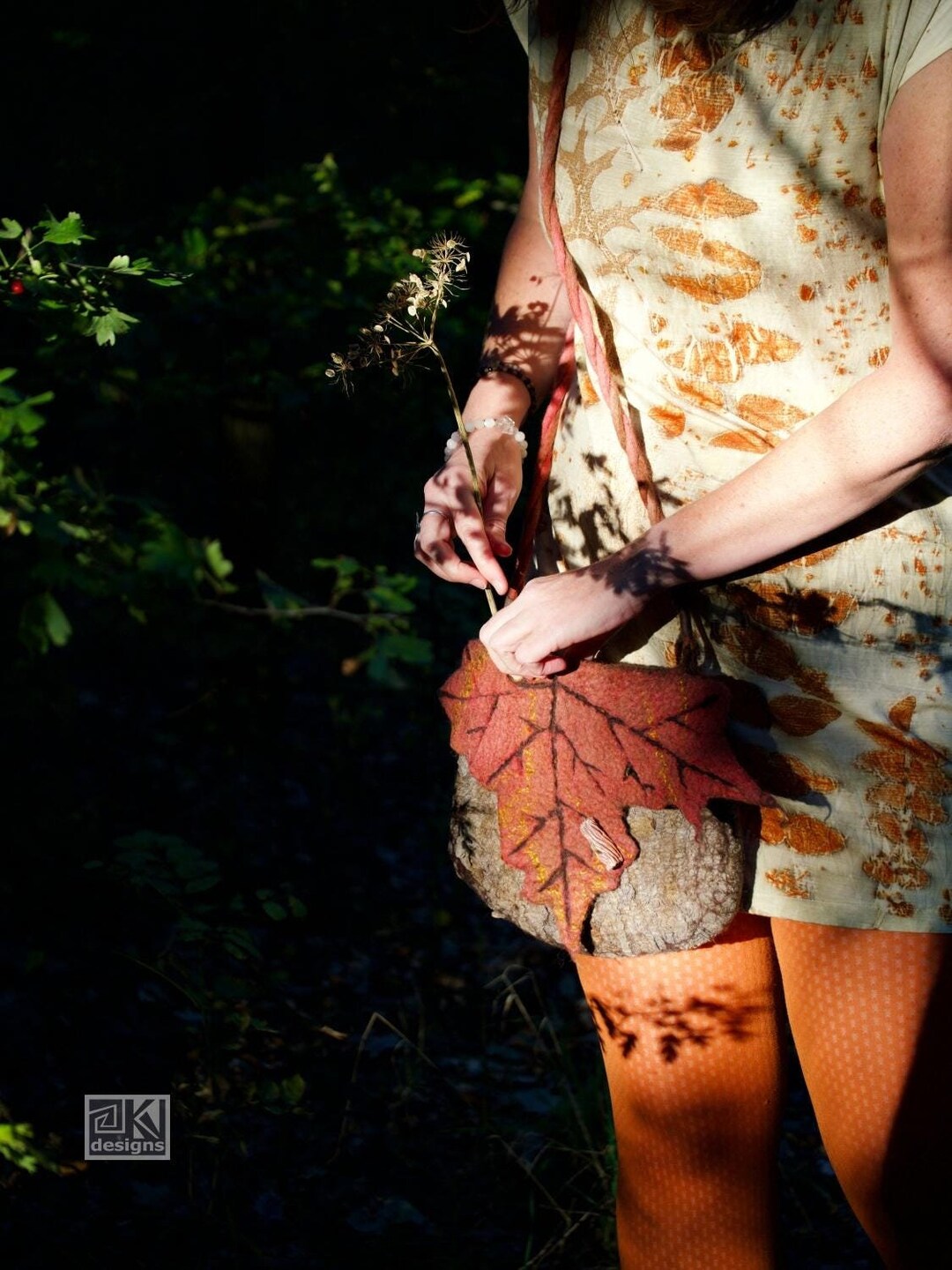 Maple Leaf Purse, Brown and Red, Small Felted Bag, Wool Felted Purse ...