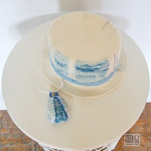 White and Blue, Top Hat, Ice Queen Hat, Hand Felted Hat, Felt ...
