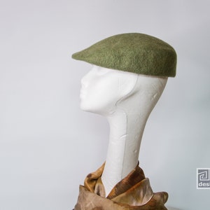 Hand Felted Merino Wool Flat Cap - Khaki Green Unisex Flatcap - Etsy