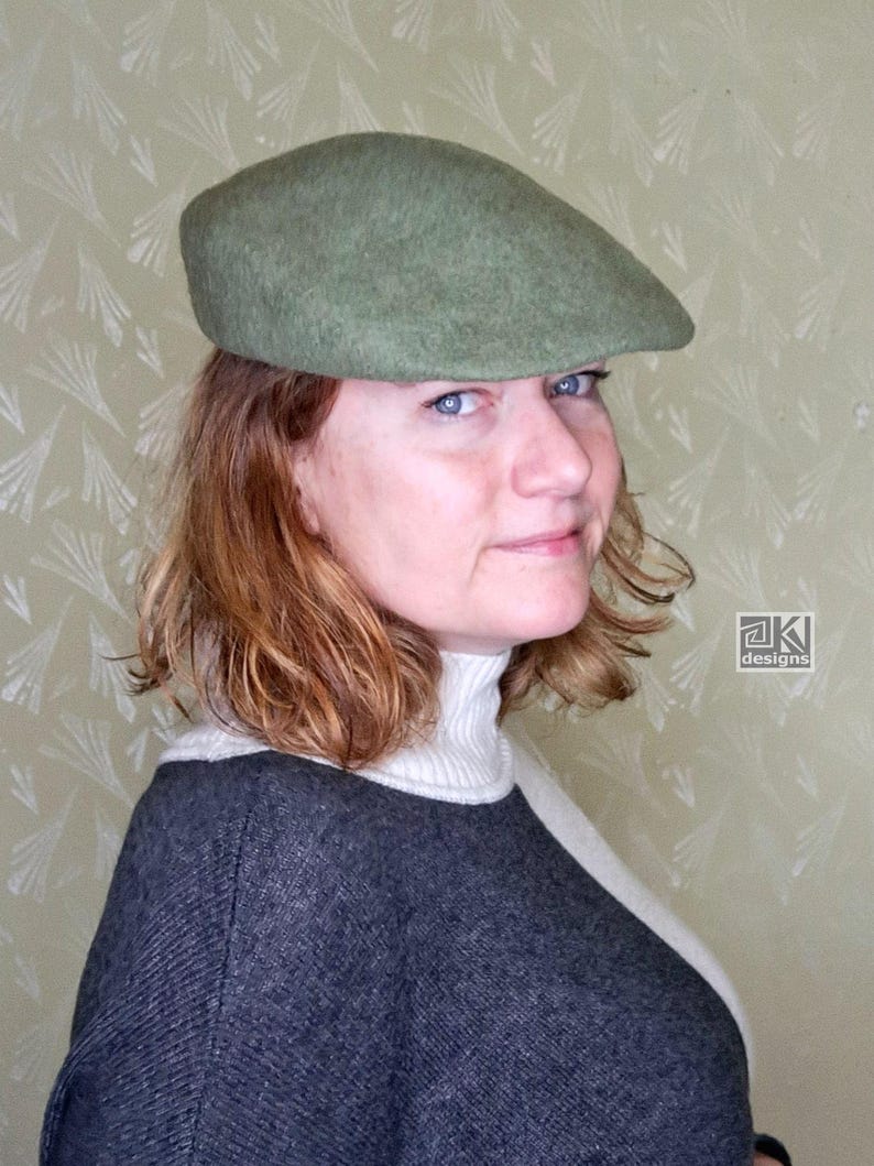 Hand Felted Merino Wool Flat Cap - Khaki Green Unisex Flatcap - Etsy