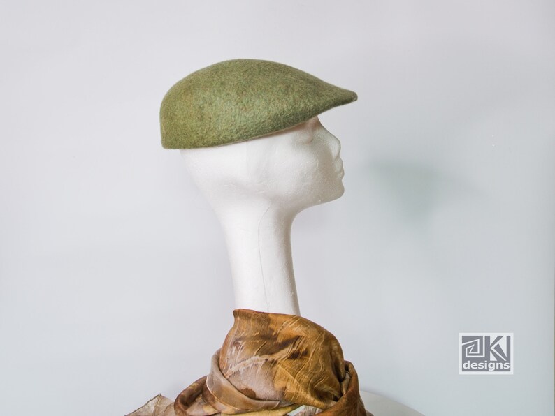 Hand Felted Merino Wool Flat Cap - Khaki Green Unisex Flatcap - Etsy