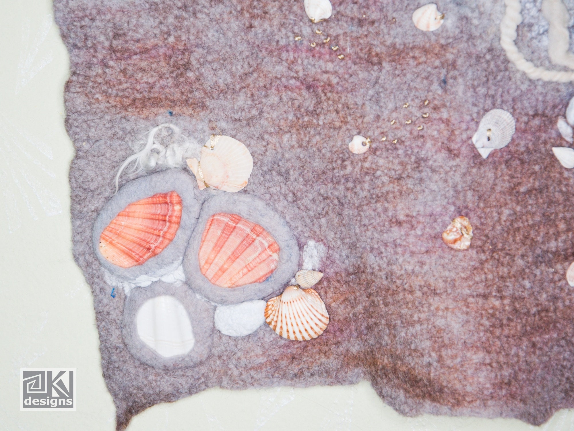 Felted Seascape Wall Hanging: Wool Beach Scene With Seashells - Etsy