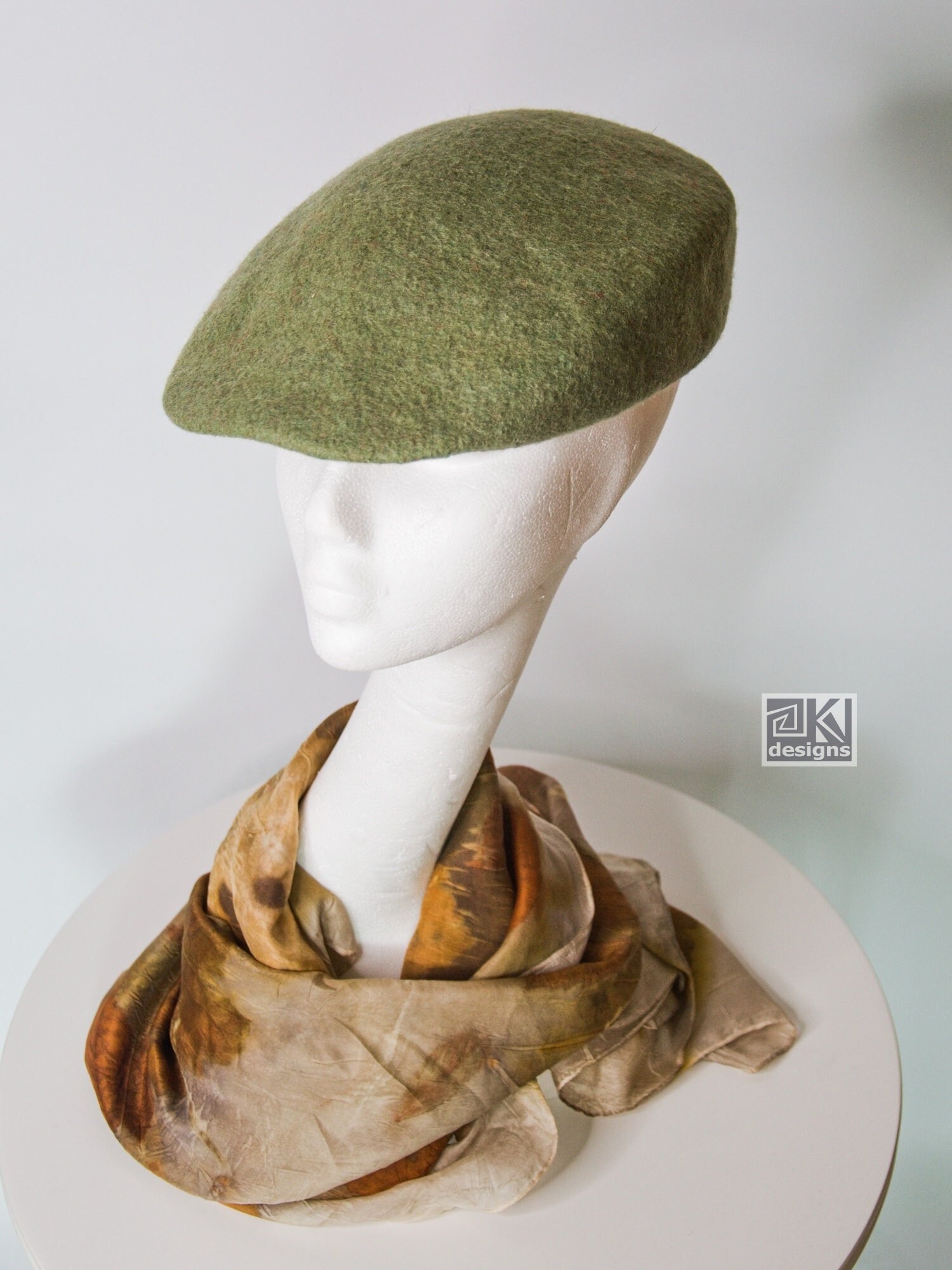 Hand Felted Merino Wool Flat Cap - Khaki Green Unisex Flatcap - Etsy