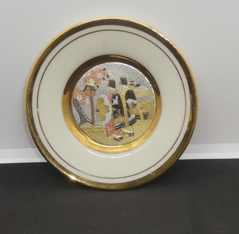 Decorative Plate-4 In-chokin-made in Japan-geisha-cheer up the - Etsy