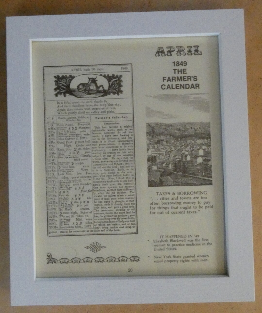 Picture -1849 the Farmer's Calendar - Framed Page From a Will Forpe ...