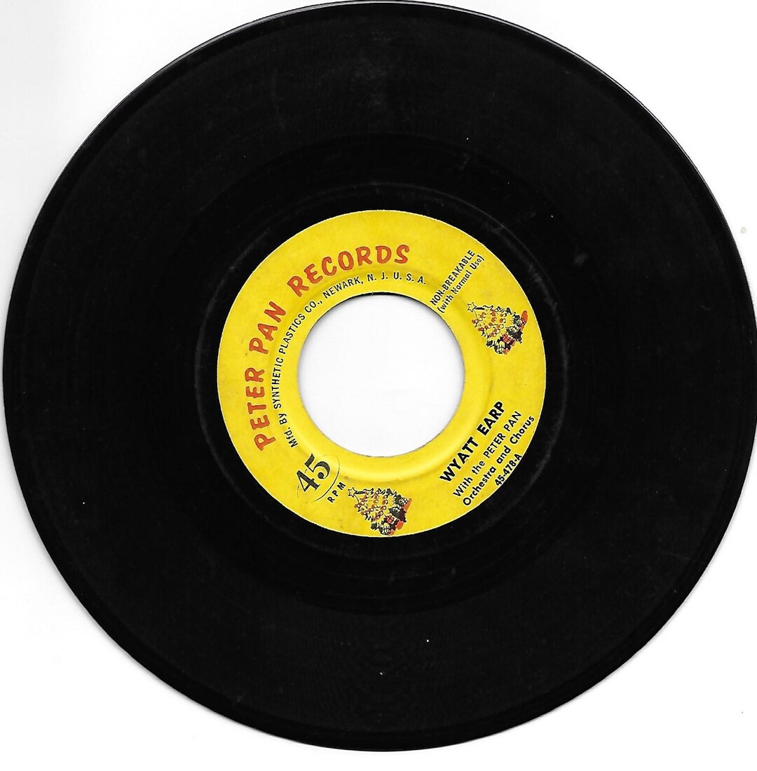 Wyatt Earp-peter Pan Records-45 Rpm-1958-vinyl Record-craft Projects - Etsy