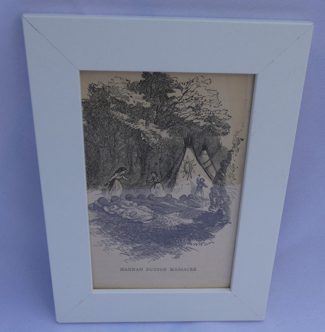 Picture-hannah Duston Massacre- White Wood Frame- Print From 1892 Book ...