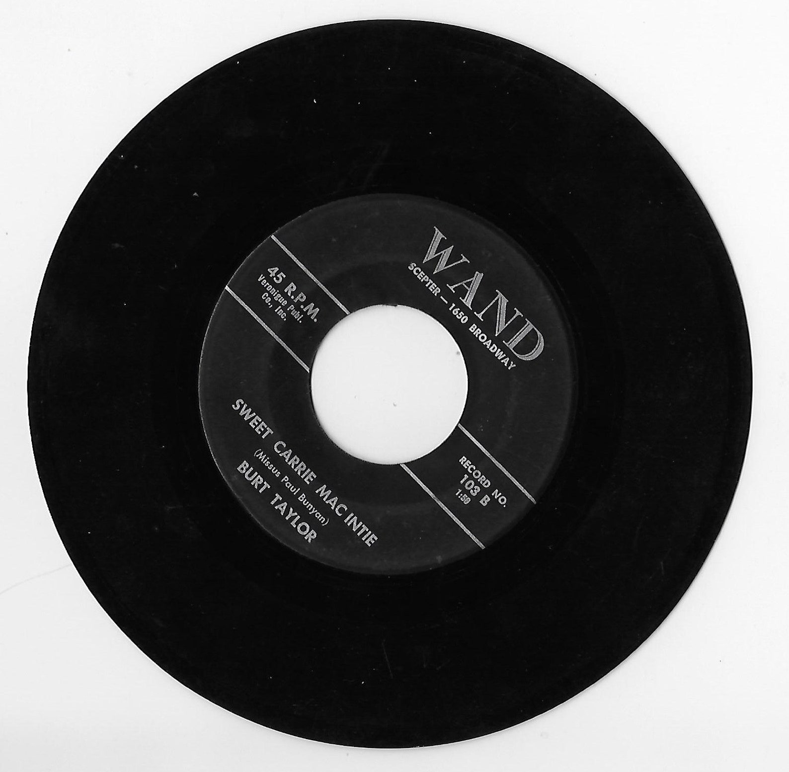Burt Taylor-45 Rpm-record-legend of Big Paul Bunyan-wand Records-sweet ...
