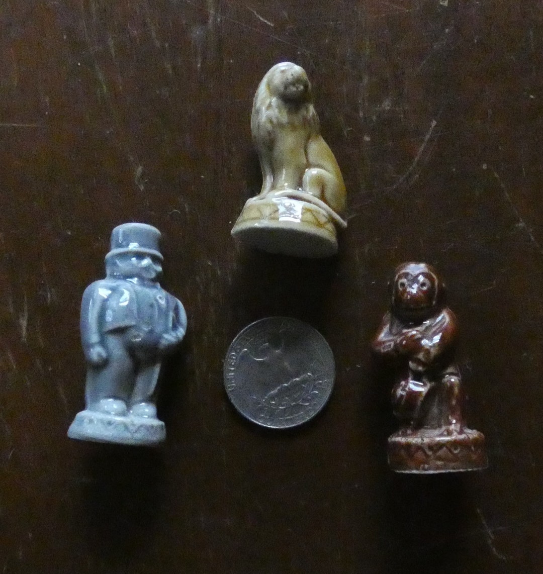 Three Circus Figurines-wades-ring Master-lion- Chimp W/cup-kids Reward ...