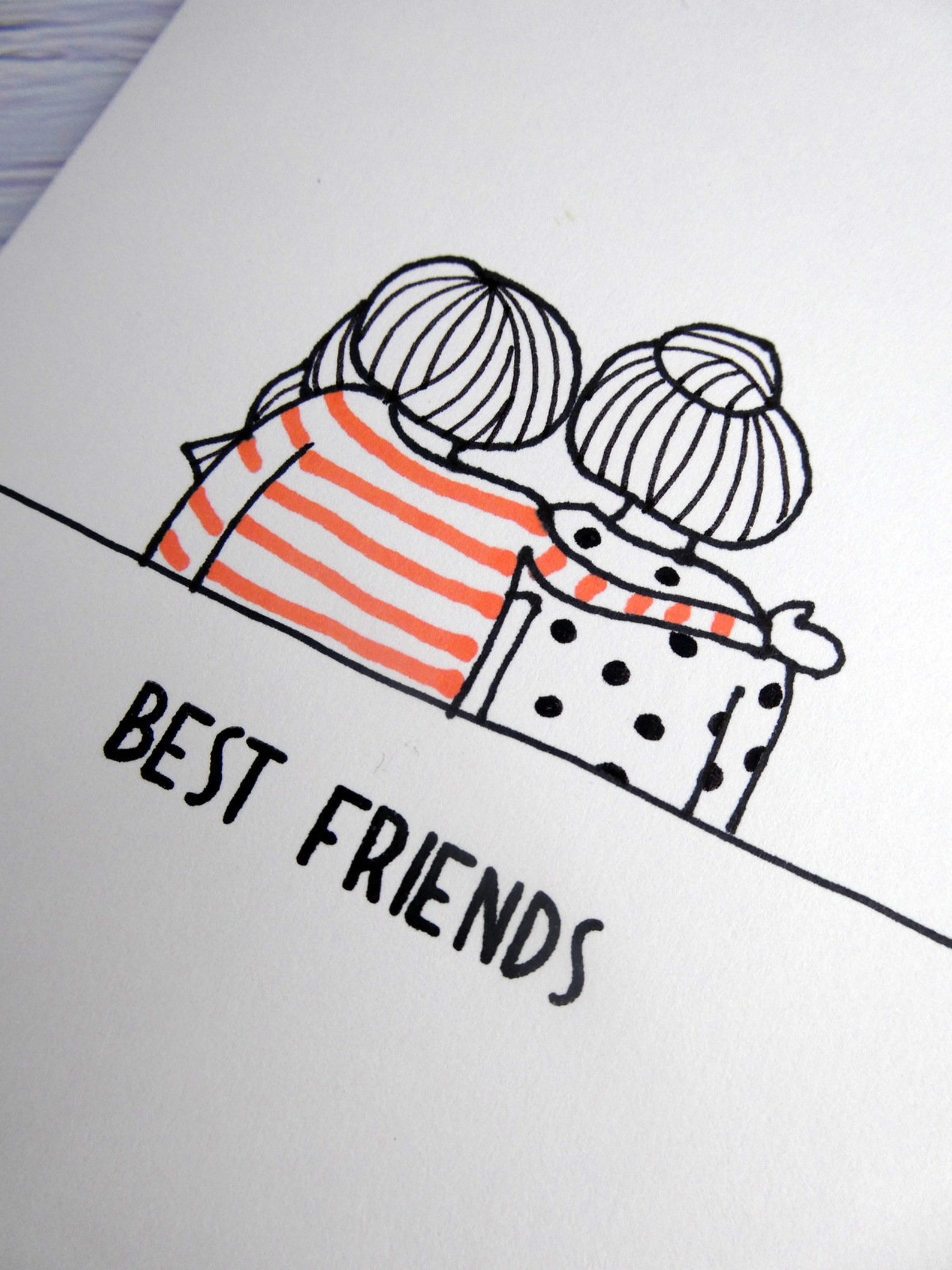 Hand drawn greetings card for your best friend. | Etsy