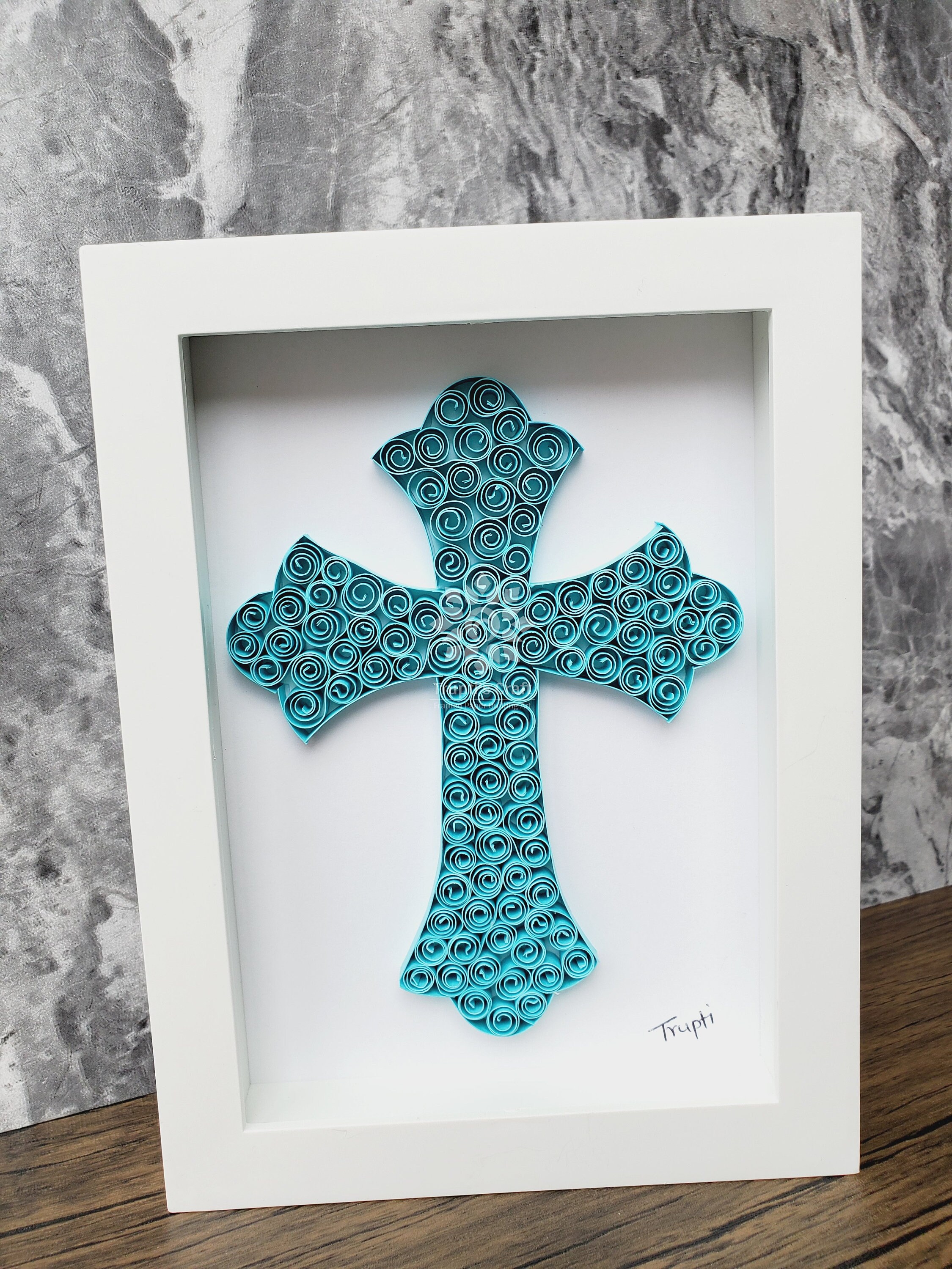 Framed Paper Quilling Cross Wall Décor/paper Cross Artwork Gift for ...