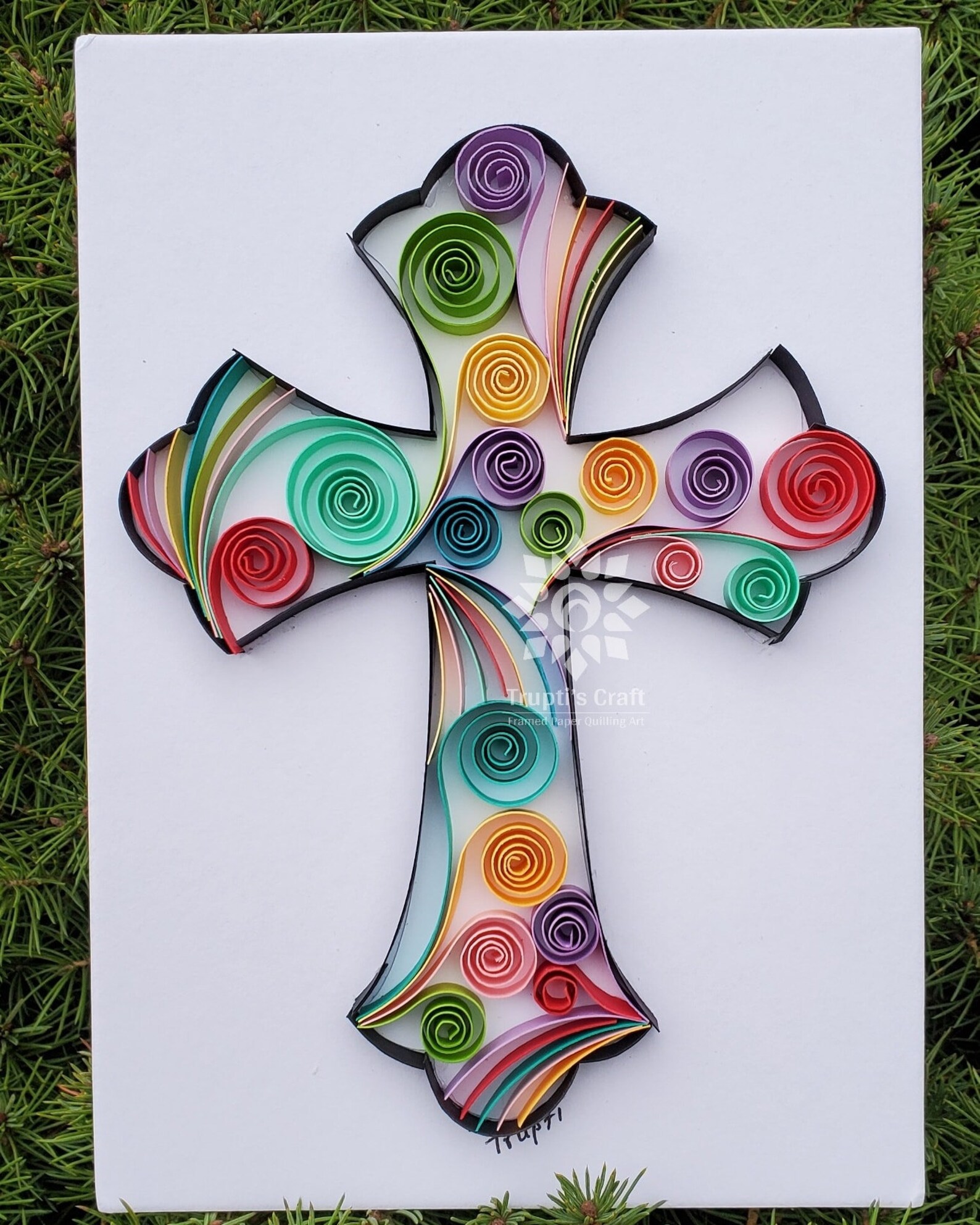 Framed Paper Quilling Cross Wall Décor/paper Cross Artwork - Etsy