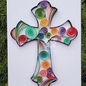 Framed Paper Quilling Cross Wall Décor/paper Cross Artwork Gift for ...