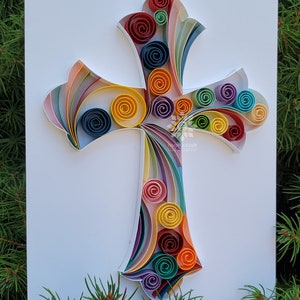 Framed Paper Quilling Cross Wall Décor/paper Cross Artwork Gift for ...