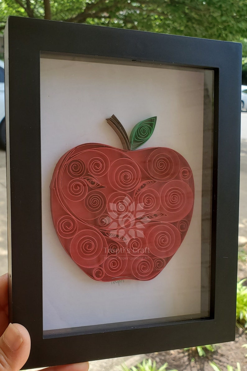 Paper Quilling Apple Wall Art /framed Big Apple Wall Décor/ - Etsy