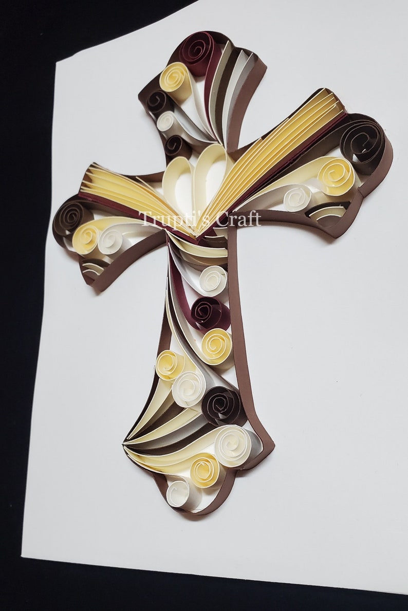 Framed Paper Quilling Religious Cross Wall Décor / Paper Cross | Etsy