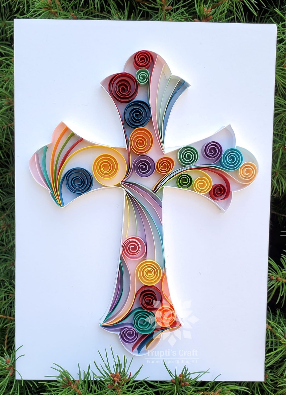 Framed Paper Quilling Cross Wall Décor/paper Cross Artwork - Etsy