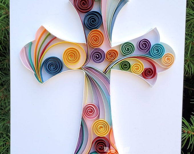 Framed Paper Quilling Cross Wall Décor/paper Cross Artwork Gift for ...