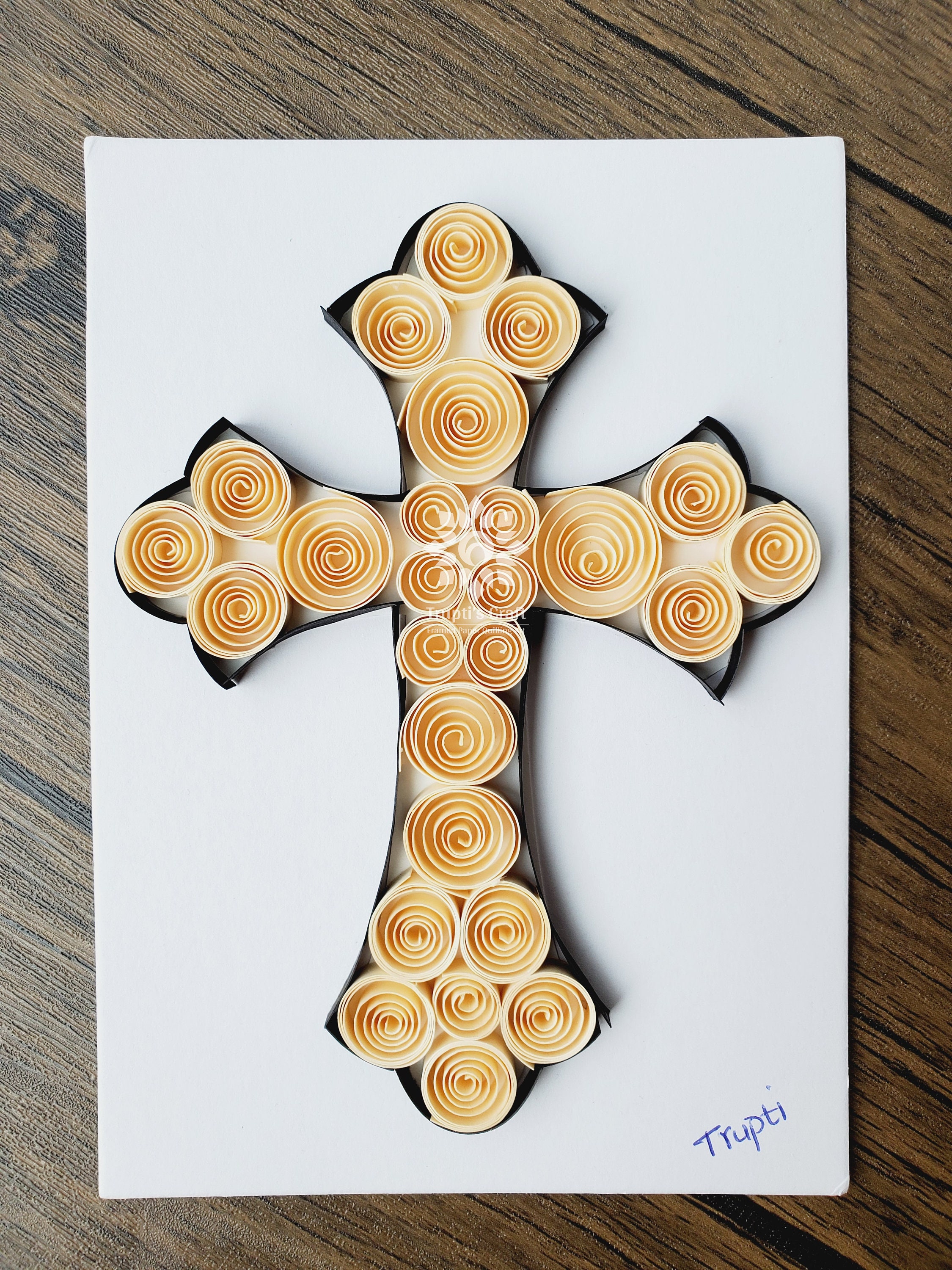 Framed Paper Quilling Cross Wall Décor/paper Cross Artwork Gift for ...