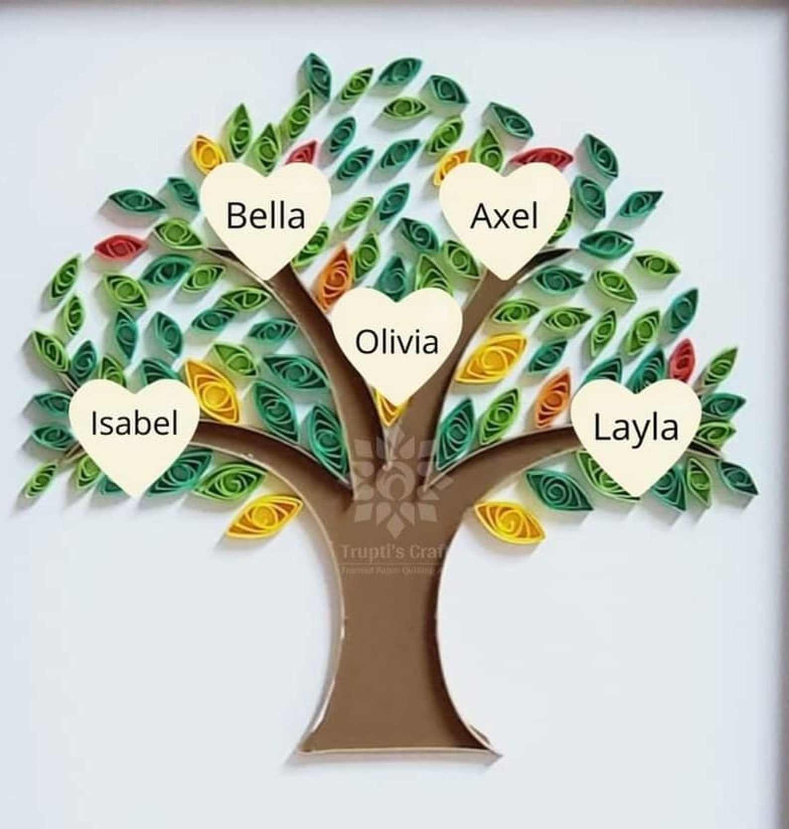 Personalized Paper Quilling Family Tree Wall Art/quilled Family ...