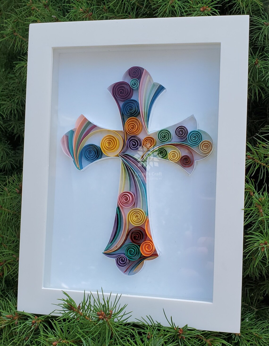 Framed Paper Quilling Cross Wall Décor/paper Cross Artwork - Etsy