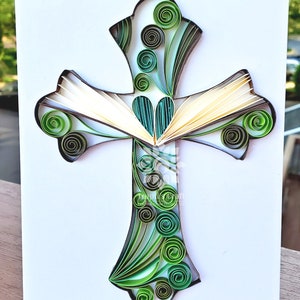 Framed Paper Quilling Religious Cross Wall Décor / Paper Cross Artwork ...