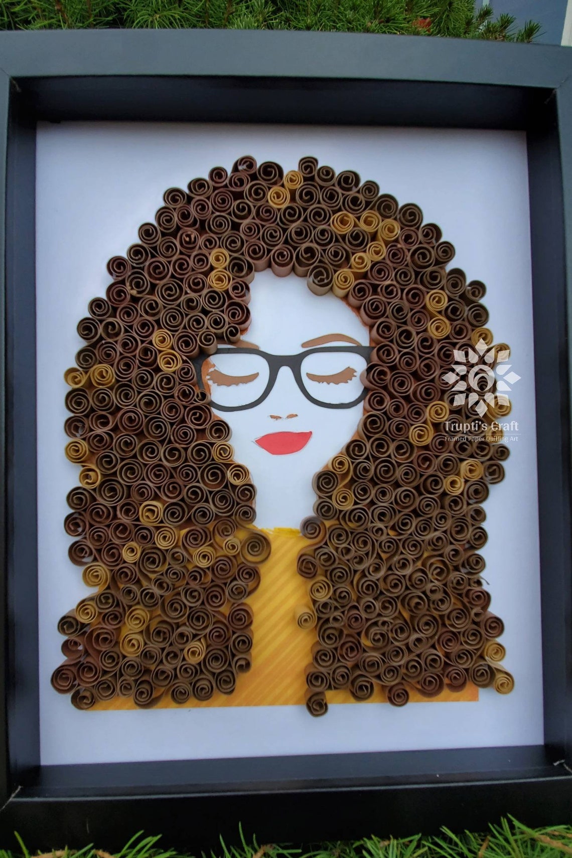 Paper Quilling Curly Hair Lady Portrait Frame Wall Art - Etsy