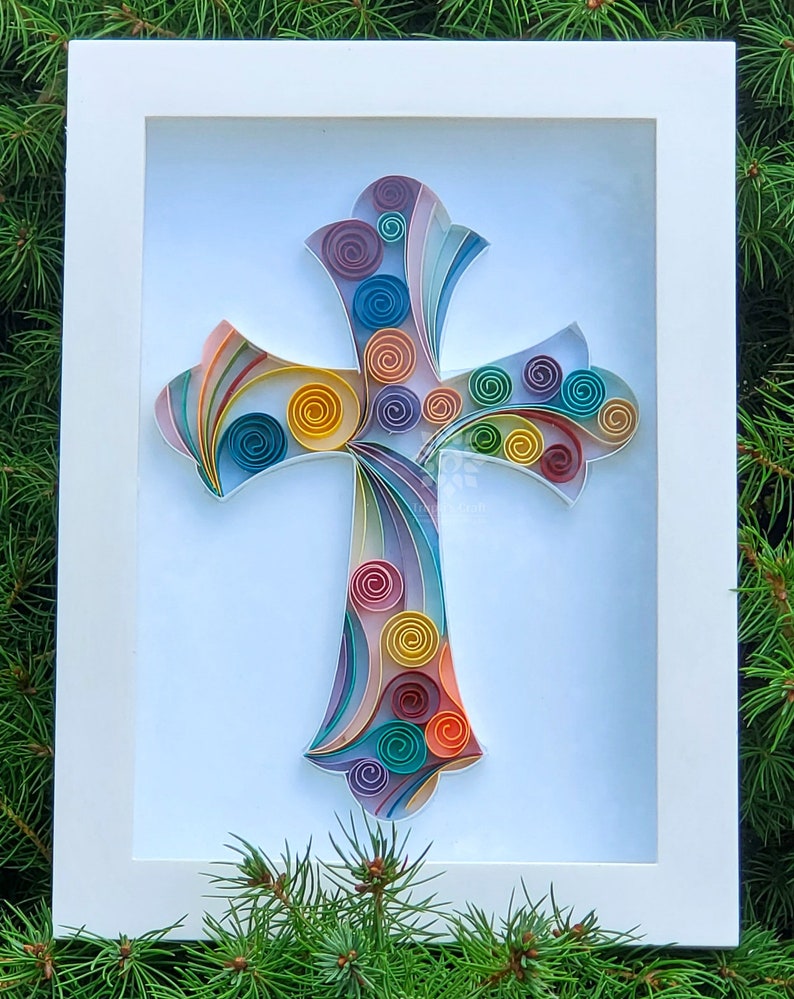 Framed Paper Quilling Cross Wall Décor/paper Cross Artwork - Etsy