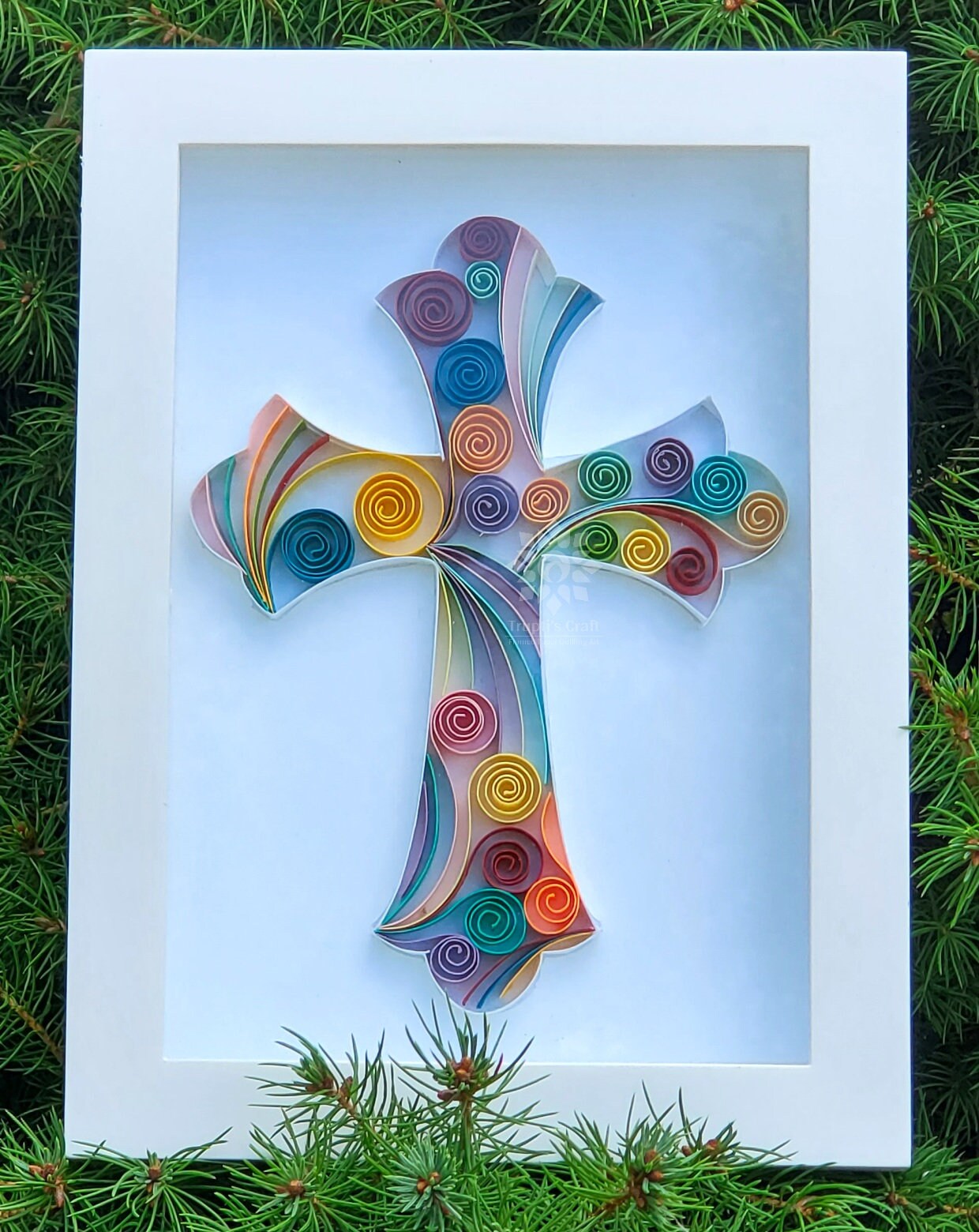 Quilling Cross Patterns Framed Paper Quilling Cross With Heart And