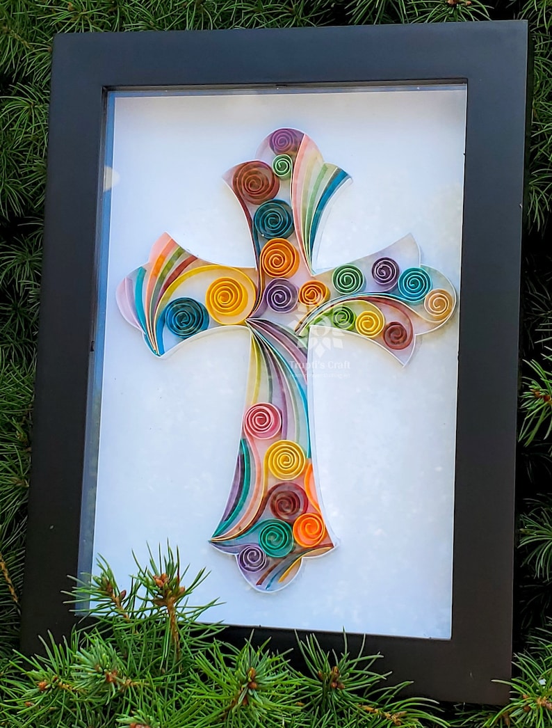 Framed Paper Quilling Cross Wall Décor/paper Cross Artwork - Etsy
