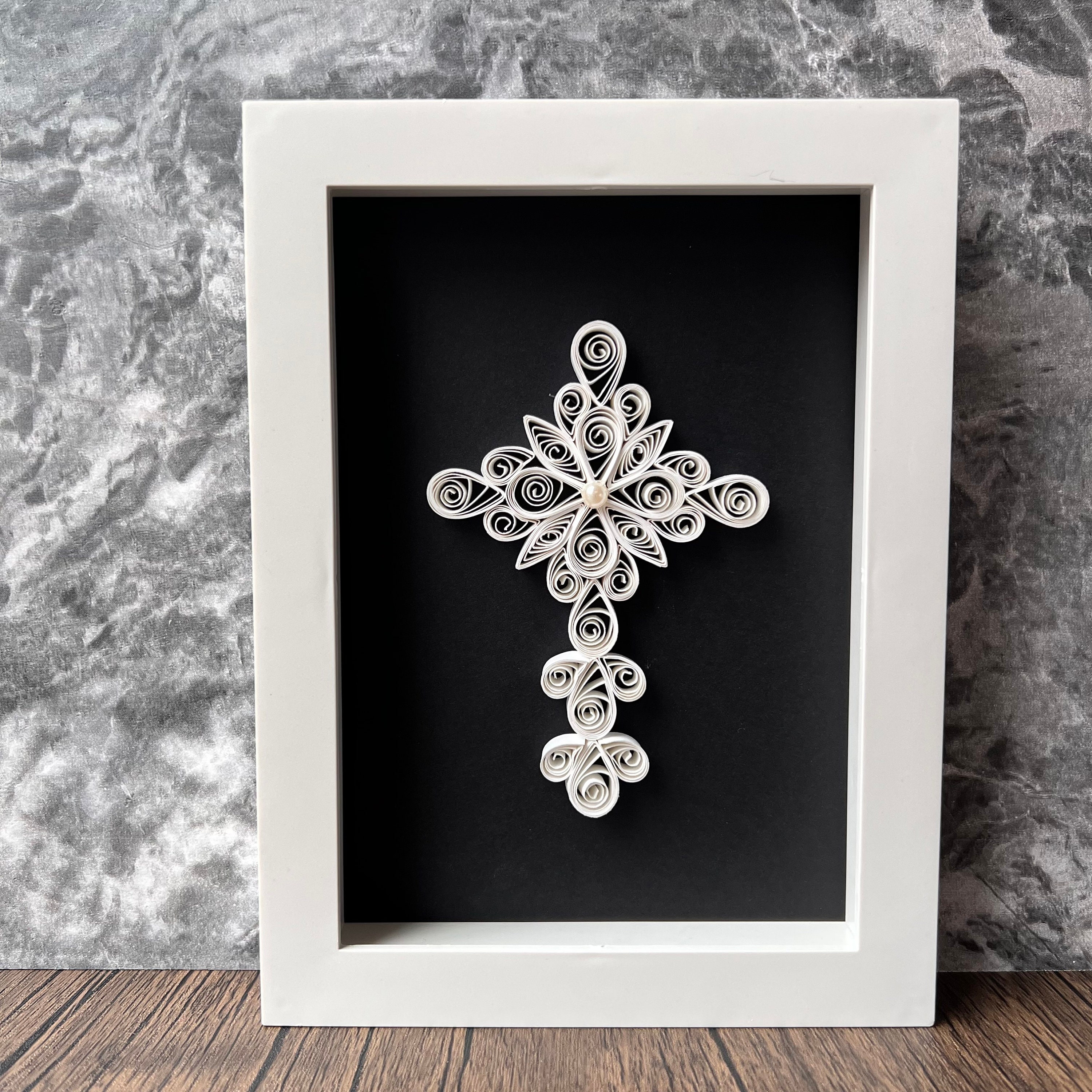 Framed Paper Quilling Cross Wall Décor/paper Cross Artwork Gift for ...