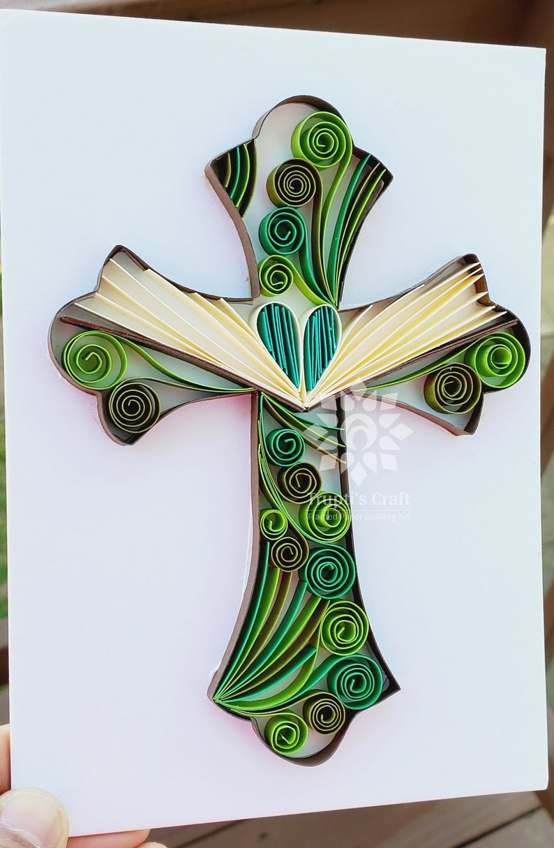 Framed Paper Quilling Religious Cross Wall Décor / Paper Cross Artwork ...