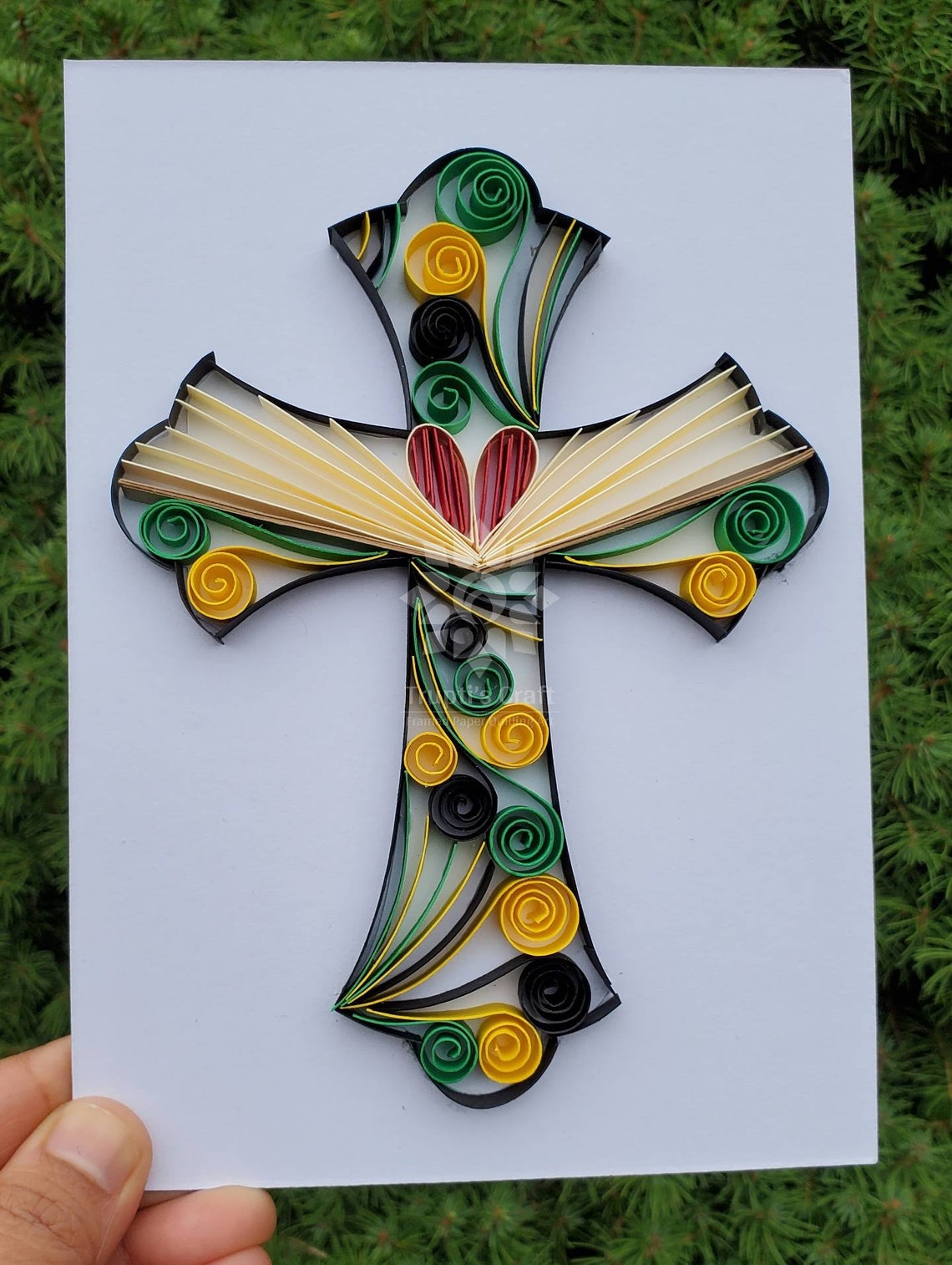 Framed Paper Quilling Religious Cross Wall Décor / Paper Cross | Etsy