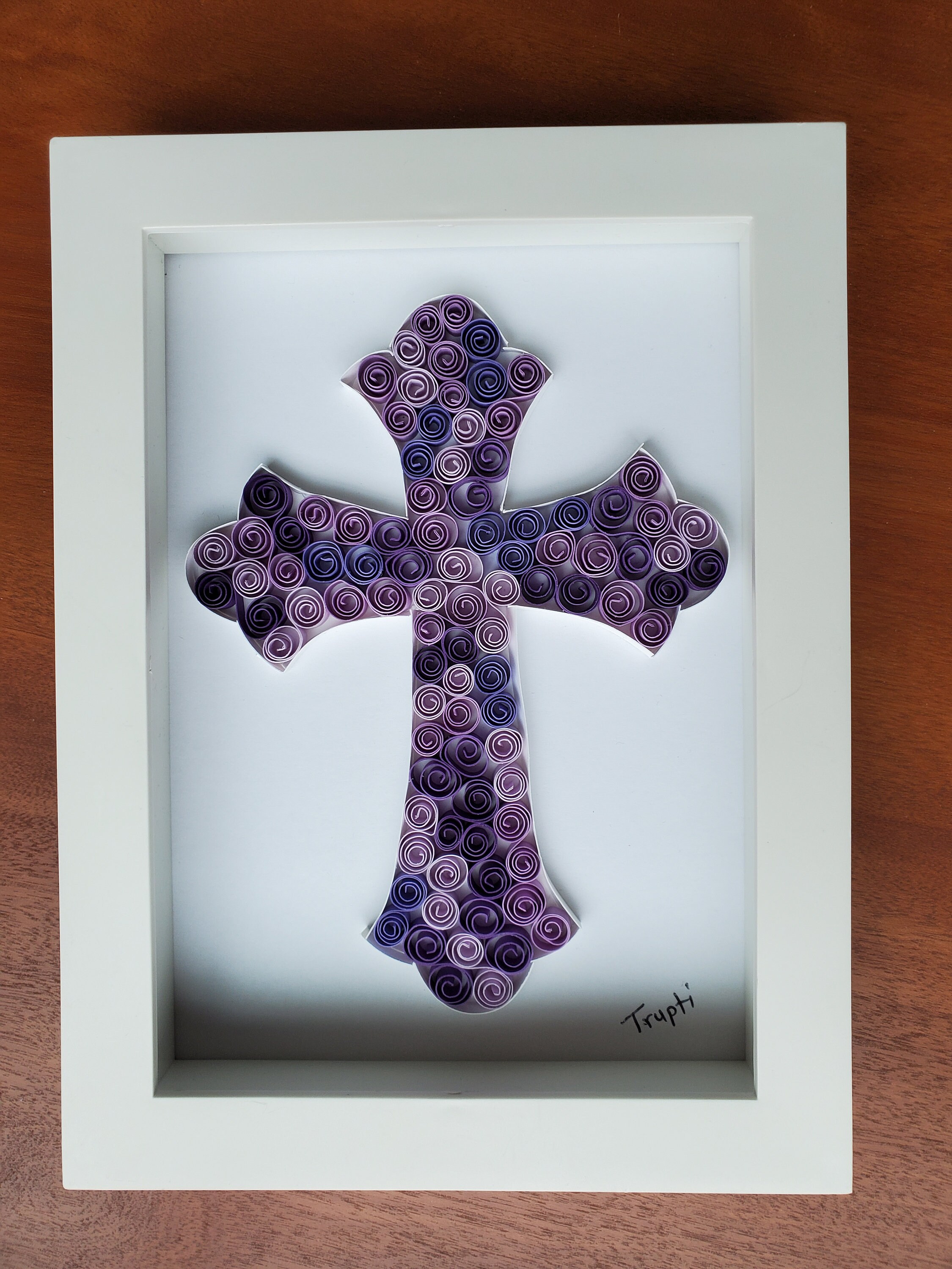 Framed Paper Quilling Cross Wall Décor/paper Cross Artwork Gift for ...