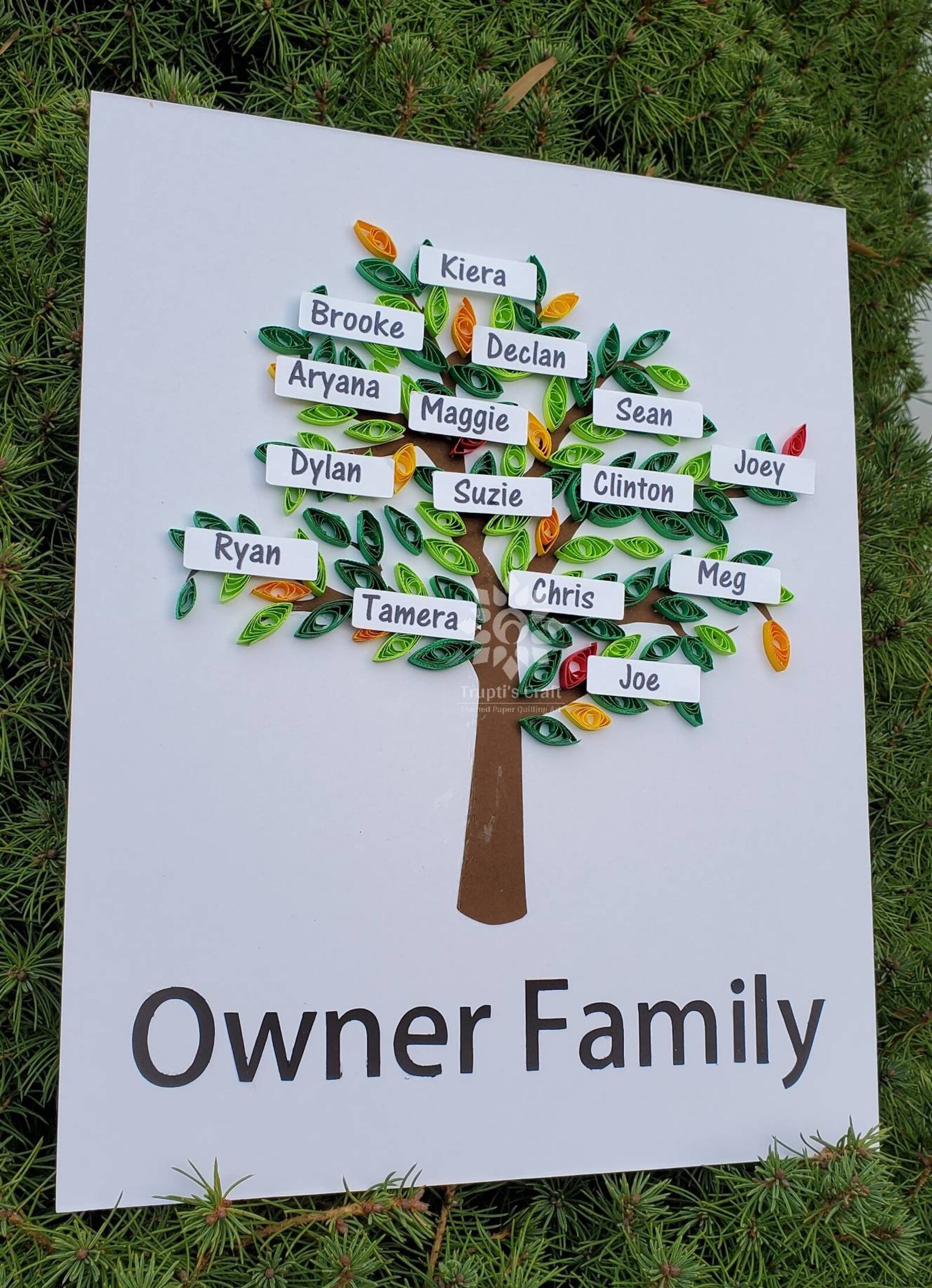 Personalized Paper Quilling Family Tree Wall Art/quilled Family ...