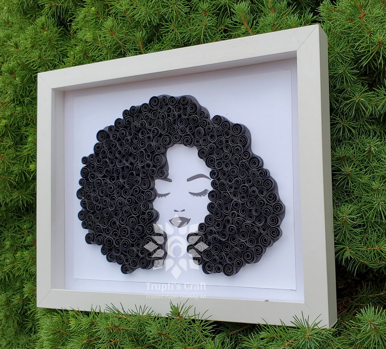 Paper Quilling Curly Hair Lady Portrait Frame Wall Art - Etsy