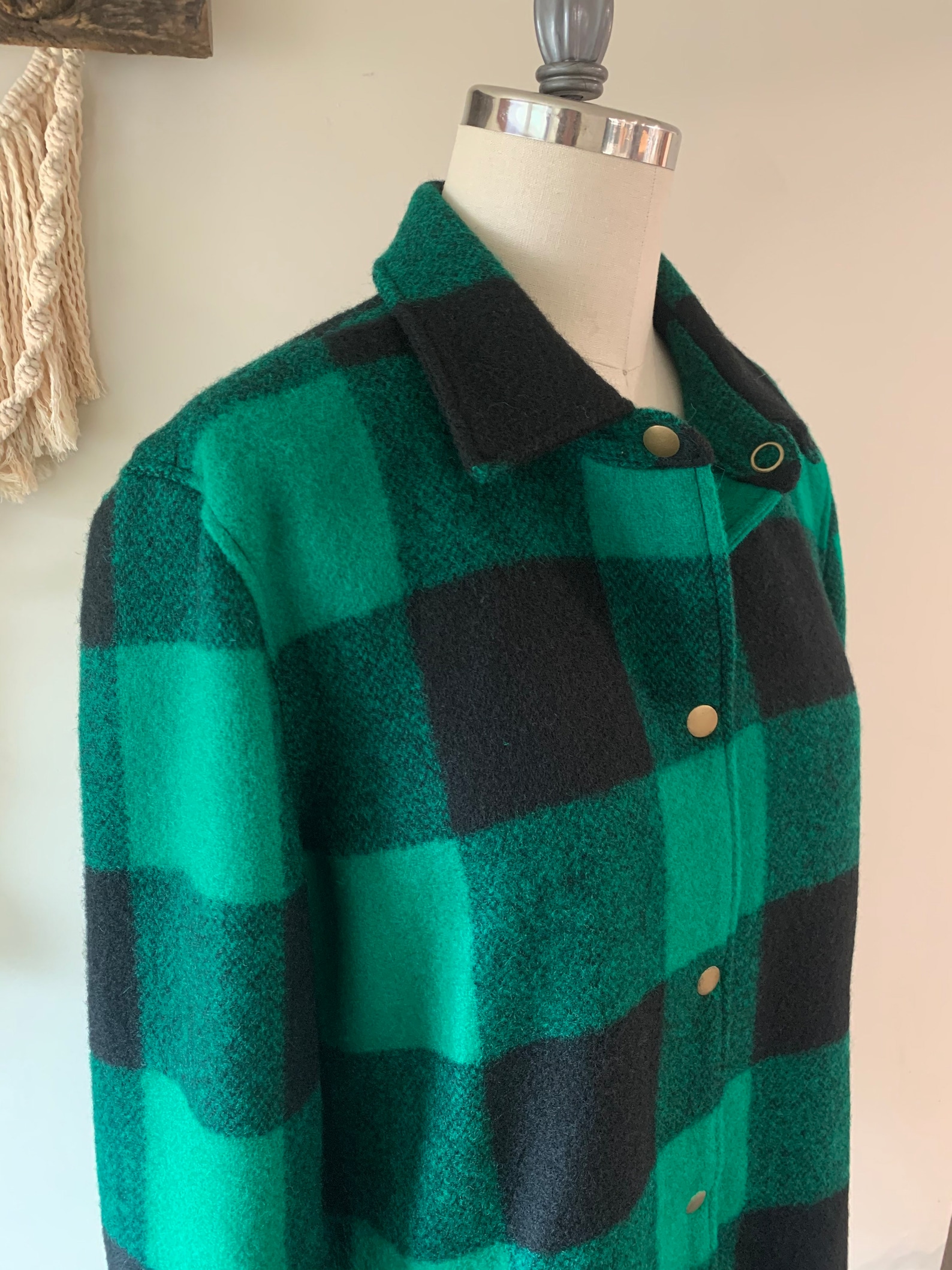 Wool Green and Black Buffalo Plaid Shirt Jacket Custom Made - Etsy