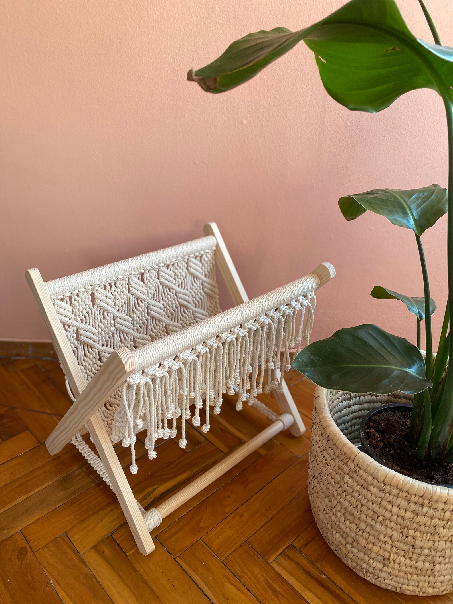 Macrame Magazine Rack | Etsy