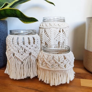 Digital Set of 3 Macrame Jar Cover Pattern - Small, Medium and Large ...