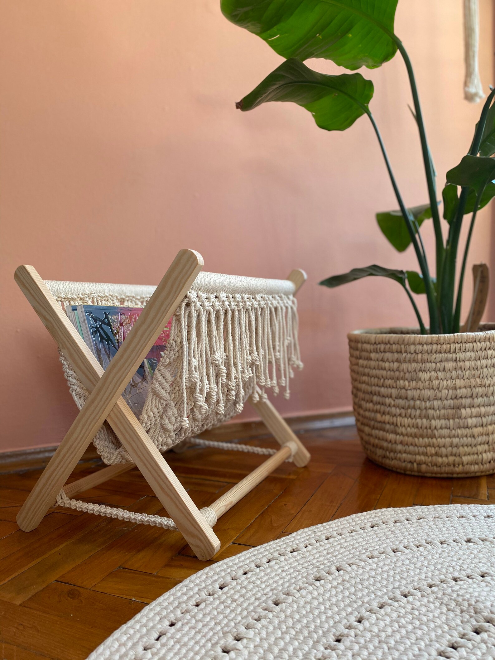 Macrame Magazine Rack - Etsy