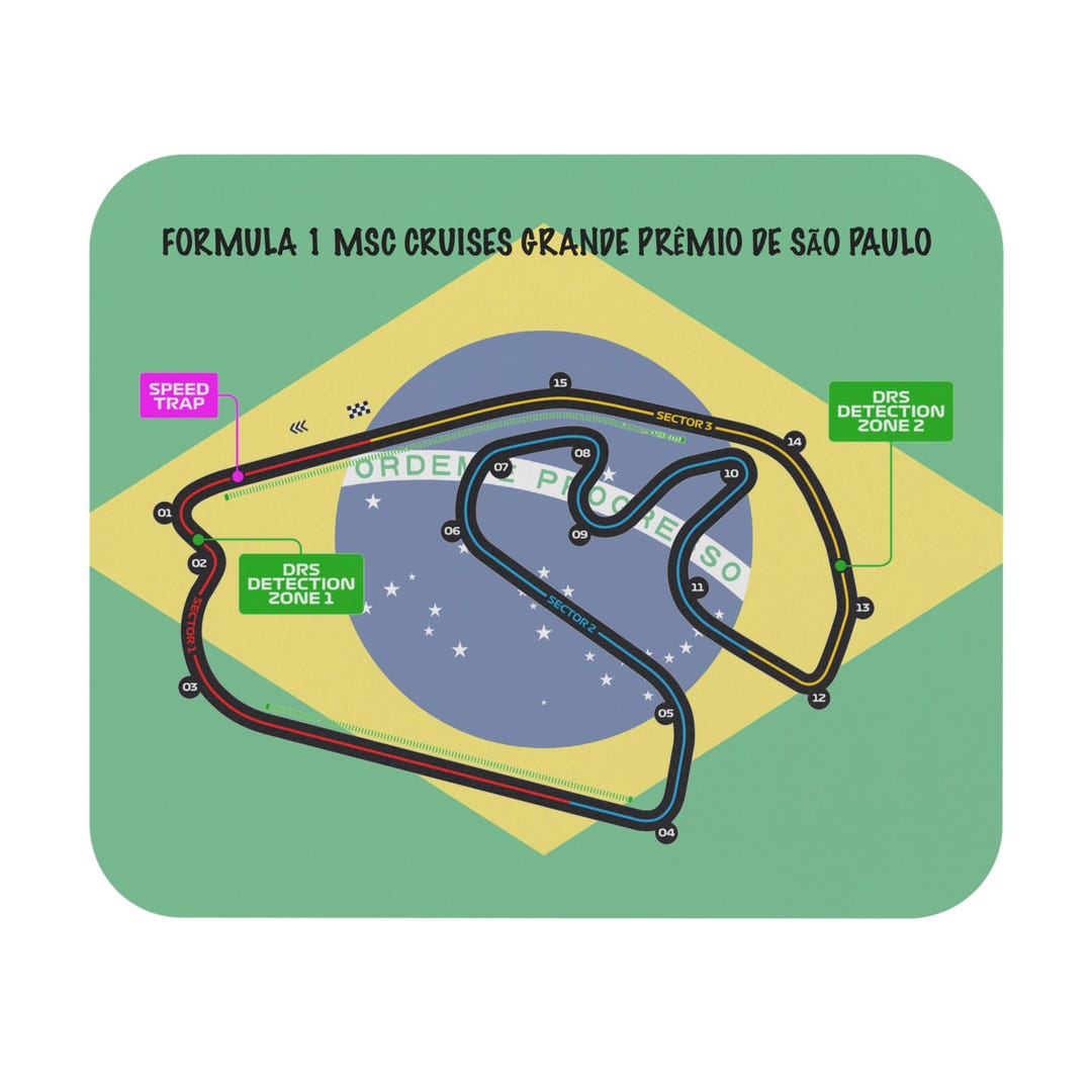 Formula One Mouse Pad Featuring the Brazilian Grand Prix Track Layout ...