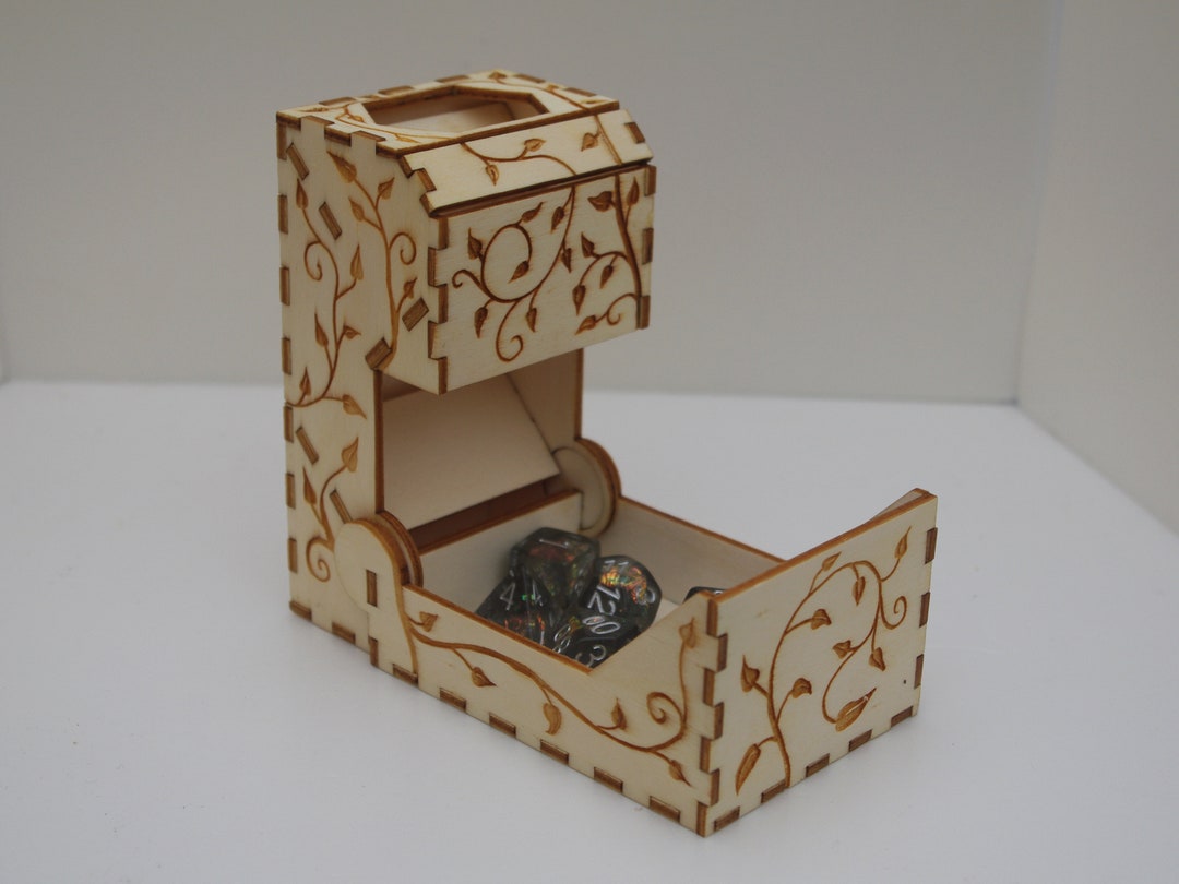 Vine-engraved Folding Dice Tower for Dnd and Ttrpgs, Handmade - Etsy