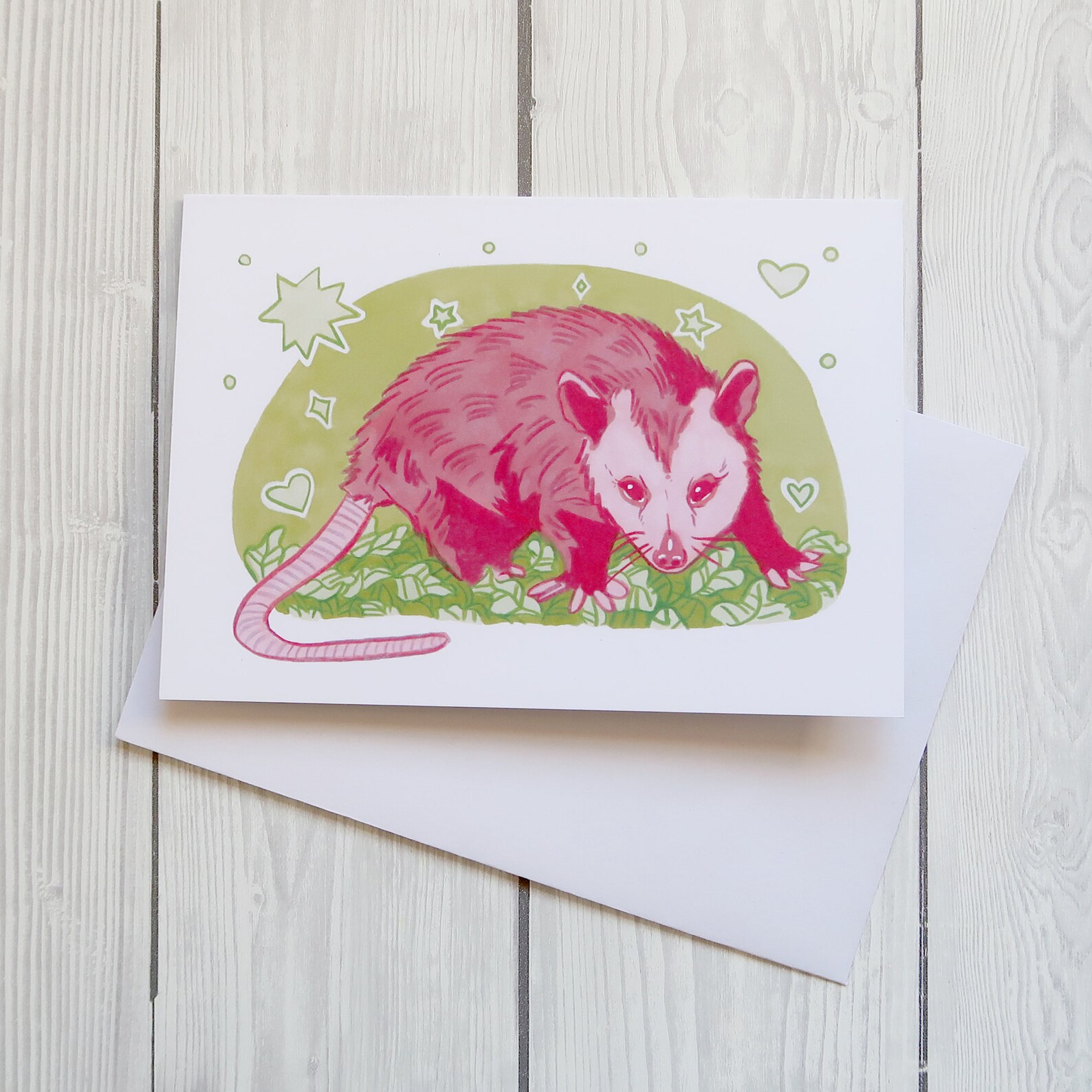 Opossum Greetings Card Colourful Animal Inspired | Etsy