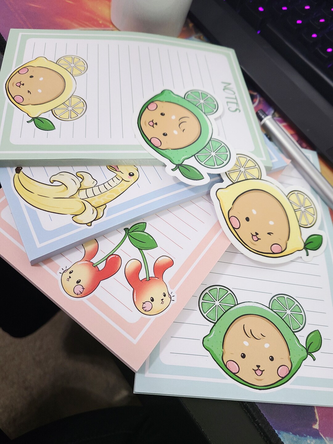 Animal Fruits Kawaii Stationery Notepad Memo Pad 5x7 Inch A7 - Etsy