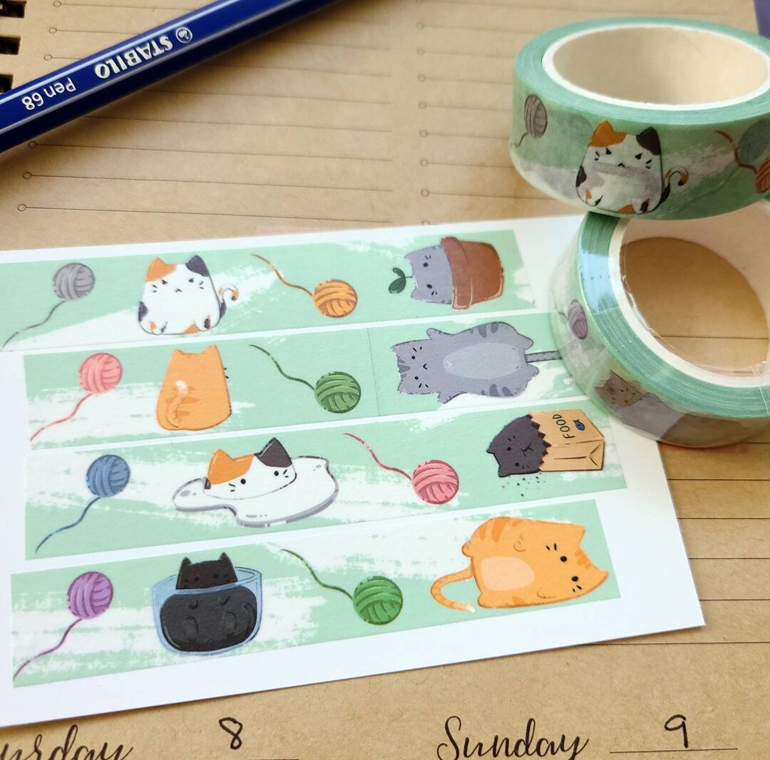 Kawaii Cats Being Cats and Yarn Washi Tape Paper Tape 10 Meters - Etsy
