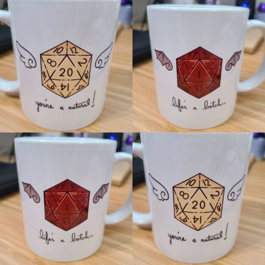 D20 Dice 'Life's a Botch' y 'You're a Natural' Taza de crítico natural ...