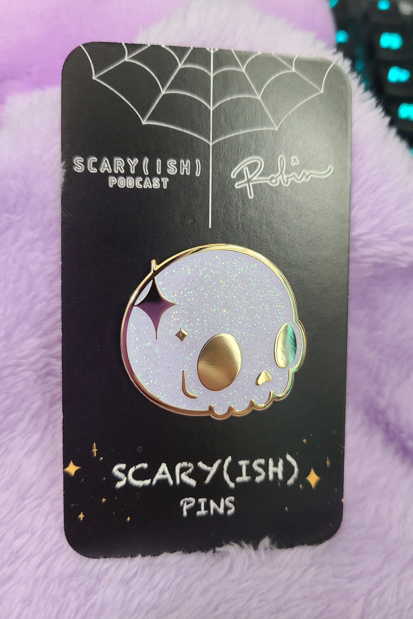 Kawaii Sparkle Holo Glitter Skull Hard Enamel Pin 1.25 Inches Available ...
