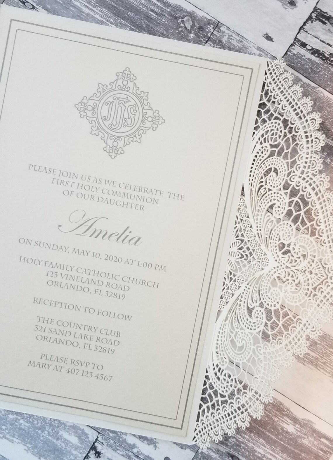 Ivory Lasercut First Holy Communion Invitation Sample - Etsy Canada