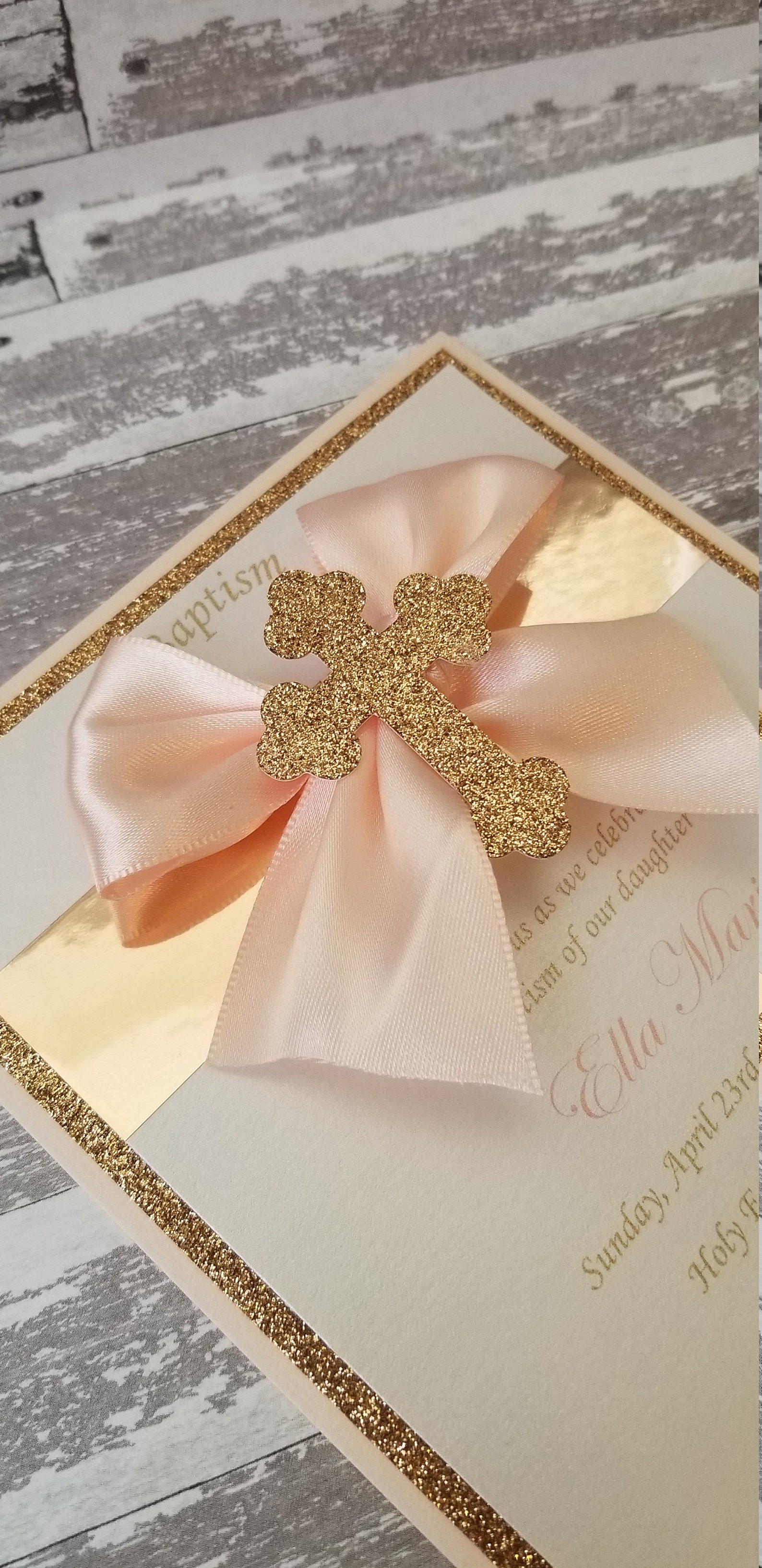 24x Rose Gold Baptism Invitations - Etsy